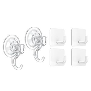 vis'v 2 pcs suction cup hooks and 4 pcs adhesive hooks