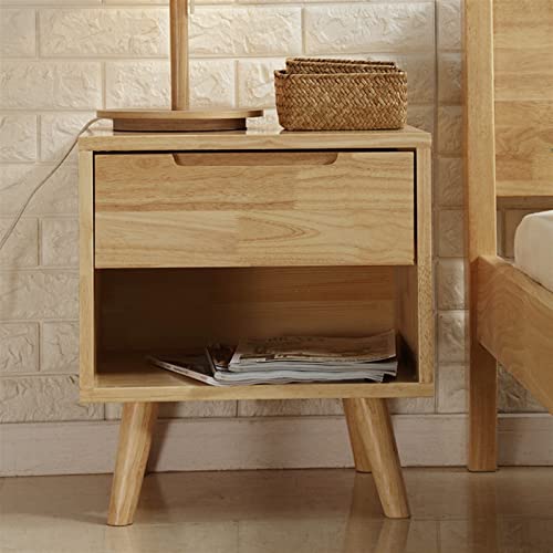 HIGOH Bedside Table Solid Wood Bedside Table Bedside Table Locker Bedroom Bedside Table