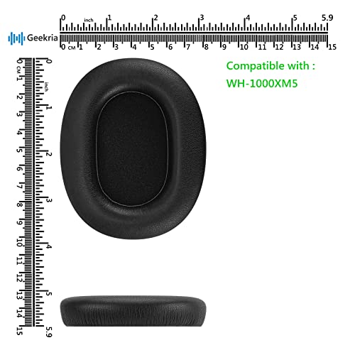 Geekria QuickFit Replacement Ear Pads for Sony WH-1000XM5 WH1000XM5 Wireless Headphones Ear Cushions, Headset Earpads, Ear Cups Cover Repair Parts (Black)