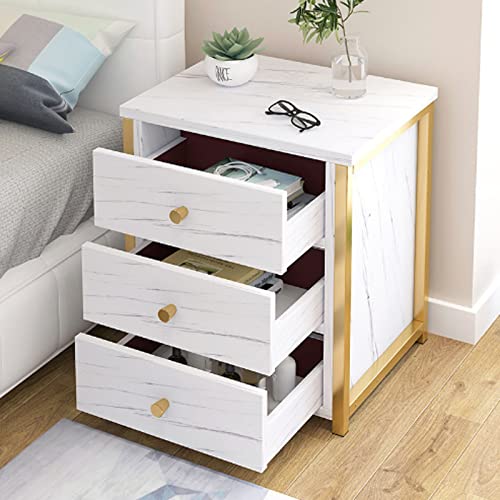 HIGOH Bedside Table White Bedside Table with Drawers Home Bedroom Furniture Bedside lampstand