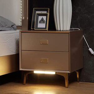 HIGOH Bedside Table Modern Minimalist Nightstands Bedroom Furniture Smart with Lamp Fashion Bedside Table Light Luxury Designer Storage Cabinet