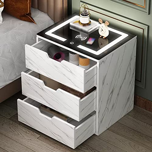 HIGOH Bedside Table Simple Modern Bedside Table Smart Charging with Light Simple Locker Locker Bedroom Bedside Table