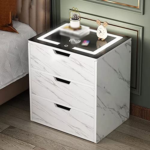 HIGOH Bedside Table Simple Modern Bedside Table Smart Charging with Light Simple Locker Locker Bedroom Bedside Table