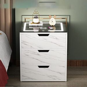 HIGOH Bedside Table Simple Modern Bedside Table Smart Charging with Light Simple Locker Locker Bedroom Bedside Table