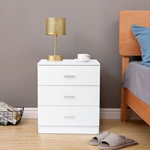 HIGOH Bedside Table Bedroom Furniture Bedside Table Dresser with 3 Storage Drawers