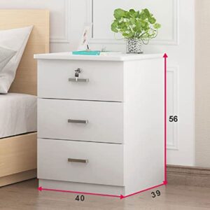 HIGOH Bedside Table Bedroom Furniture Bedside Table Dresser with 3 Storage Drawers