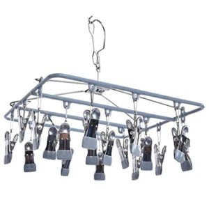 LIUZH Windproof Clothes Drying Rack with 18 Clips Non-Slip Stainless Steel Socks Underwear Laundry Hanger