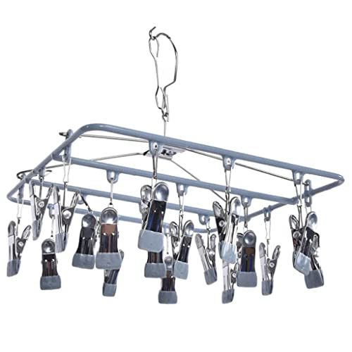 LIUZH Windproof Clothes Drying Rack with 18 Clips Non-Slip Stainless Steel Socks Underwear Laundry Hanger