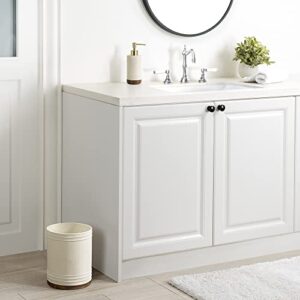 Allure Home Creation Marson Resin in Stone Finish with Natural Color Wooden Base Wastebasket 1.80 gallons