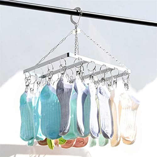 LIUZH 360° Underwear Socks Clothespin Square Stainless Steel Clothes Rack Socks Clothes Drying Rack 26 Pieces