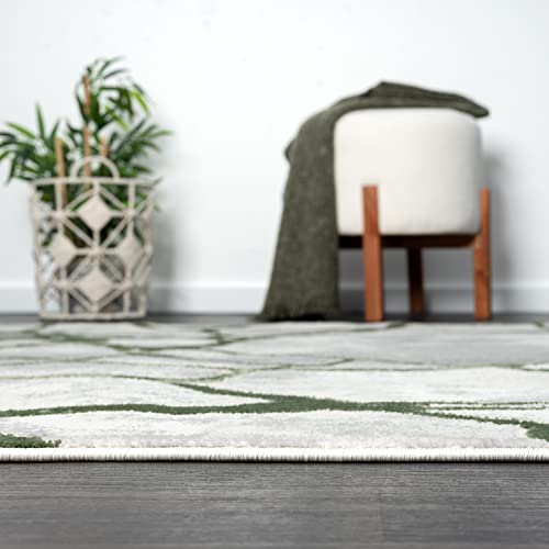 Abani Atlas 5'x8' Green/Grey Area Rug, Contemporary Web - Durable Non-Shedding - Easy to Clean