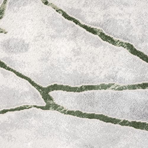 Abani Atlas 5'x8' Green/Grey Area Rug, Contemporary Web - Durable Non-Shedding - Easy to Clean