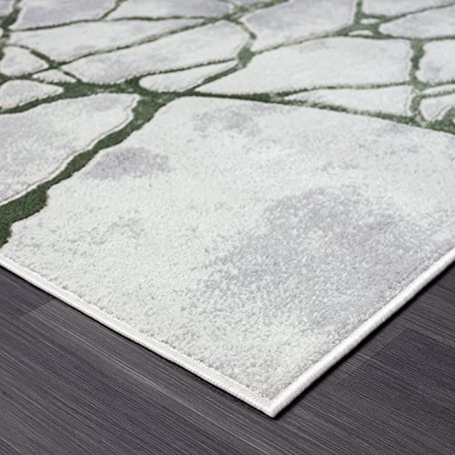 Abani Atlas 5'x8' Green/Grey Area Rug, Contemporary Web - Durable Non-Shedding - Easy to Clean