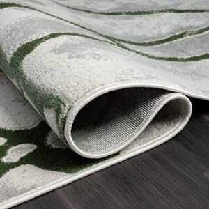 Abani Atlas 5'x8' Green/Grey Area Rug, Contemporary Web - Durable Non-Shedding - Easy to Clean