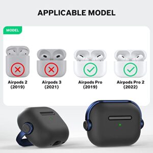 Maxjoy for AirPods Pro 2nd Generation Case Cover, AirPods Pro 2/Pro Creative Headset Earphone Protective Case with Secure Lock & Keychain Compatible with Apple Airpods Pro 2 2023 2022/Pro 2019, Blue