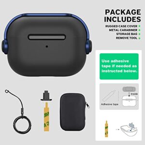 Maxjoy for AirPods Pro 2nd Generation Case Cover, AirPods Pro 2/Pro Creative Headset Earphone Protective Case with Secure Lock & Keychain Compatible with Apple Airpods Pro 2 2023 2022/Pro 2019, Blue