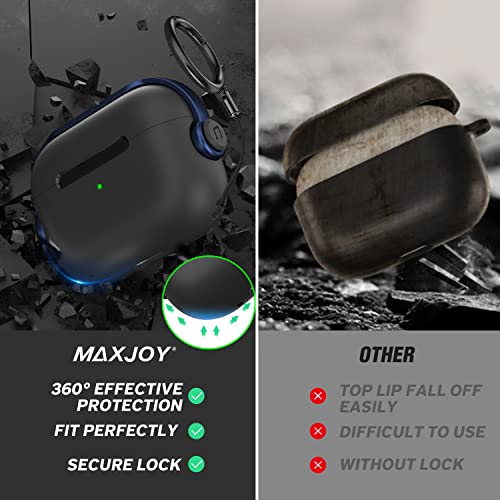 Maxjoy for AirPods Pro 2nd Generation Case Cover, AirPods Pro 2/Pro Creative Headset Earphone Protective Case with Secure Lock & Keychain Compatible with Apple Airpods Pro 2 2023 2022/Pro 2019, Blue