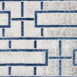 Abani Atlas 5'x8' Blue/Grey Area Rug, Rectangle Design - Durable Non-Shedding - Easy to Clean