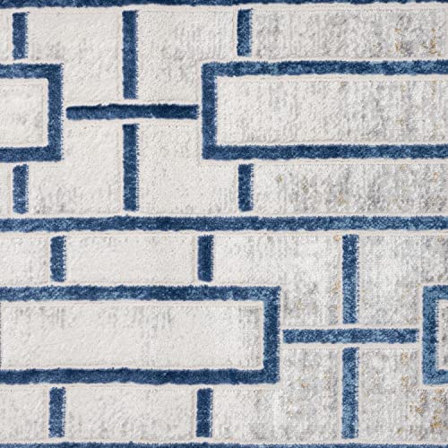 Abani Atlas 5'x8' Blue/Grey Area Rug, Rectangle Design - Durable Non-Shedding - Easy to Clean