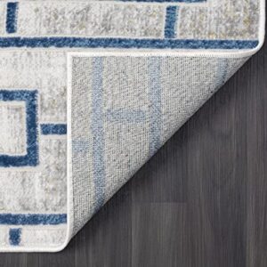 Abani Atlas 5'x8' Blue/Grey Area Rug, Rectangle Design - Durable Non-Shedding - Easy to Clean