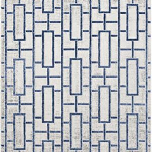 Abani Atlas 5'x8' Blue/Grey Area Rug, Rectangle Design - Durable Non-Shedding - Easy to Clean