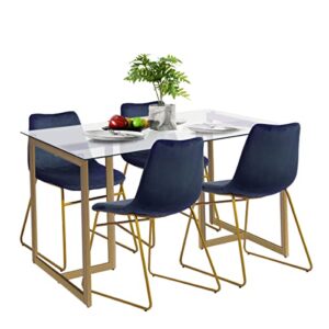 FurnitureR 47" Modern Rectangular Spacious Tempered Glass Tabletop & Gold Base Elegant Home Kitchen Room Dining Table, Gold