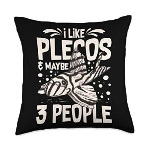 plecostomus pleco fish aquarium food tank zebra cave throw pillow, 18x18, multicolor