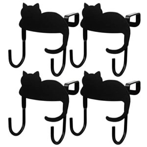 doitool 4pcs door hook kid hangers wall mounted key holder black coat hooks black cat key hook shower towel hook kitchen cabinet hook door mount coat hook over door coat rack hanger hooks