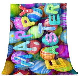 plush blanket throw blanket warm cozy soft microfiber blankets, easter eggs