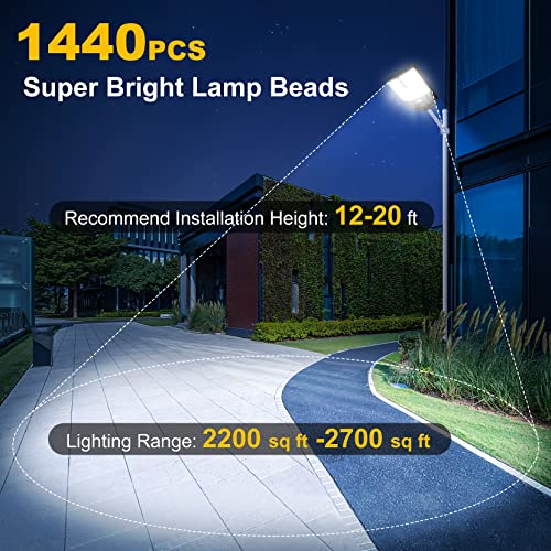 BUYTHA Solar Street Light,1000W LED Solar Street Lights Outdoor Waterproof, 100000LM Dusk to Dawn Super Bright Street Lights Solar Powered with Remote Control for Parking Lot Patio,Yard and Garage