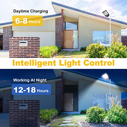 BUYTHA Solar Street Light,1000W LED Solar Street Lights Outdoor Waterproof, 100000LM Dusk to Dawn Super Bright Street Lights Solar Powered with Remote Control for Parking Lot Patio,Yard and Garage