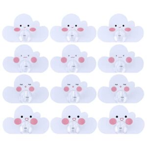 cabilock 12pcs cloud hook backpack keychain kids backpack hanger cloud wall hanger colgador de llaves para pared cute wall hangers decorative wall hook white acrylic child the clouds hat