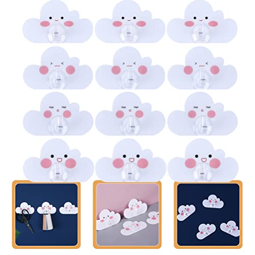 Cabilock 12pcs Cloud Hook Backpack Keychain Kids Backpack Hanger Cloud Wall Hanger Colgador De Llaves para Pared Cute Wall Hangers Decorative Wall Hook White Acrylic Child The Clouds Hat