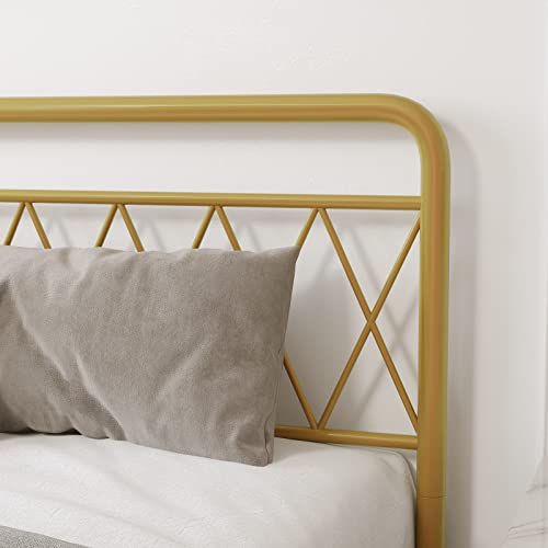 Orweiin Gold Full Size Bed Frame with Headboard, Metal Platform, Full with Under Bed Storage, Heavy Duty, No Box Spring Needed, Easy Assembly, Gold