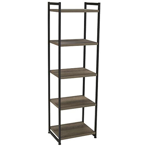 Household Essentials 5 Tier Storage Tower Metal, Grey Shelf – Black Frame, Ashwood & 6-Tier Basket Over-The-Door Organizer, Lime