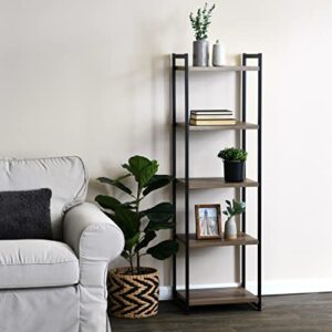 Household Essentials 5 Tier Storage Tower Metal, Grey Shelf – Black Frame, Ashwood & 6-Tier Basket Over-The-Door Organizer, Lime