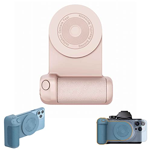 Magnetic Camera Handle Bluetooth Bracket, Wireless Charging Bluetooth Holder, Smart Phone Selfie Grip Stabilizer Mount for Selfie Lovers, for All Phone (No Wireless Charge, Pink)