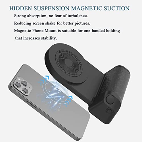 Magnetic Camera Handle Bluetooth Bracket, Wireless Charging Bluetooth Holder, Smart Phone Selfie Grip Stabilizer Mount for Selfie Lovers, for All Phone (No Wireless Charge, Pink)