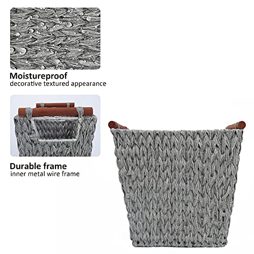 GRANNY SAYS Bundle of 2-Pack Woven Wastebasket for Organizing & 2-Pack Woven Storage Baskets for Bathroom