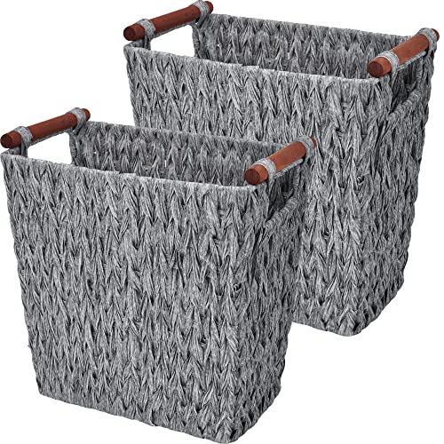 GRANNY SAYS Bundle of 2-Pack Woven Wastebasket for Organizing & 2-Pack Woven Storage Baskets for Bathroom