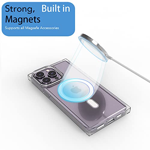 ANHONG Magnetic Square Case Compatible with iPhone 14 Pro Max 6.7 inch 2022, 【Crystal Clear】 Shockproof Case Work with MagSafe Wireless Charging, Non Yellowing with Fullbody Protection