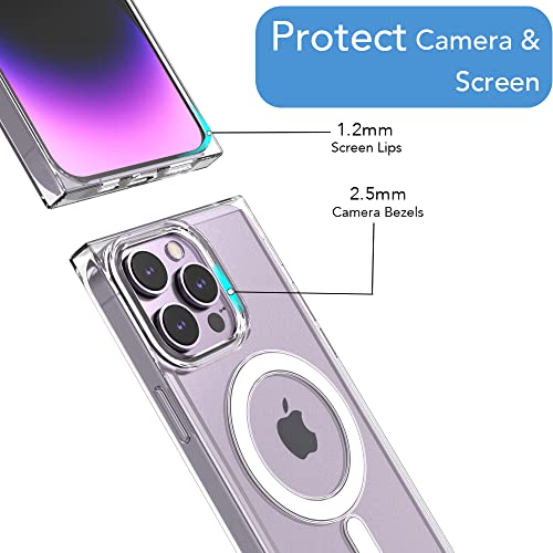 ANHONG Magnetic Square Case Compatible with iPhone 14 Pro Max 6.7 inch 2022, 【Crystal Clear】 Shockproof Case Work with MagSafe Wireless Charging, Non Yellowing with Fullbody Protection