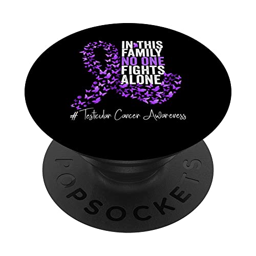 Testicular Cancer Awareness Month Purple Ribbon PopSockets Swappable PopGrip