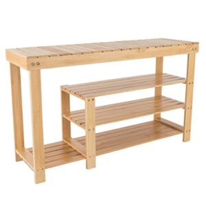 lavish home footwear organizer seat bamboo shoe bench, 3-tier, wood