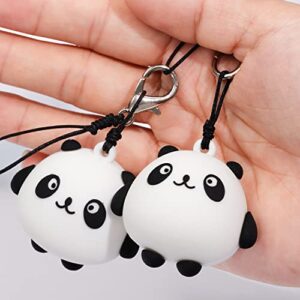 Bpluma 2Pcs Couple's Phone Lanyard Wrist Strap Anti-Lost Charm Panda Cartoon Keychain Kawaii Acrylic Beads Lanyard for Boys Girls (Purple)