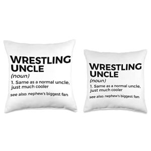 Funny Wrestling Apparel Wrestling Uncle Definition Nephew's Biggest Fan Throw Pillow, 18x18, Multicolor