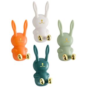 cabilock 4pcs adorable rabbit nail free hook wall coat hanger rabbit wall hooks umbrella holder no punching key hook bathroom hooks adhesive cable organizer abs child key chain wall-mounted