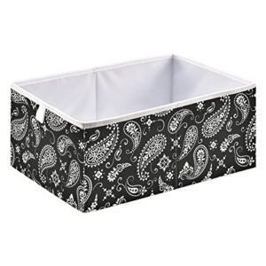 cataku paisley vintage black cube storage bins for organization, rectangular fabric storage cubes storage bins for cube organizer foldable storage baskets for shelves living room