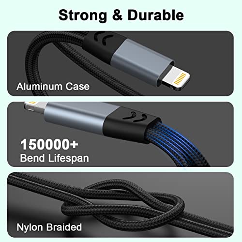 2-in-1 Lightning to 3.5mm Jack Headphone and Charger Cable Adapter,【Apple MFi Certified】 Earphones Converter Splitter Support Music+Charge+HiFi+Mic+Control for iPhone 14 Pro Max/14 13 12 11