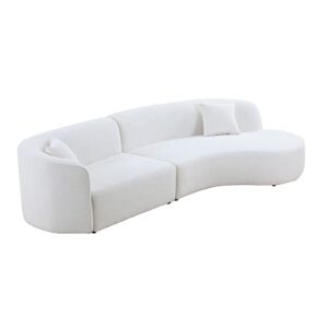 WILLIAMSPACE 126" Luxury Modern Style Curved Sofa, Upholstery Boucle Sofa Couch with 2 Pillows, Right Hand Facing Sectional Boucle Fabric Couch for Living Room (Right-Facing,Light Cream)